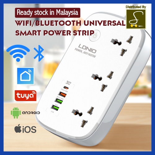 LDNIO SCW3451 WiFi & Bluetooth Smart Universal Power Strip/Extension Plug with Malaysian Plug ...