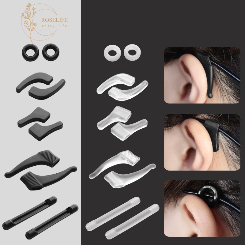 Roselife 2PCs/Set Silicone Anti-Slip Glasses Ear Grip Holder Eyeglasses ...