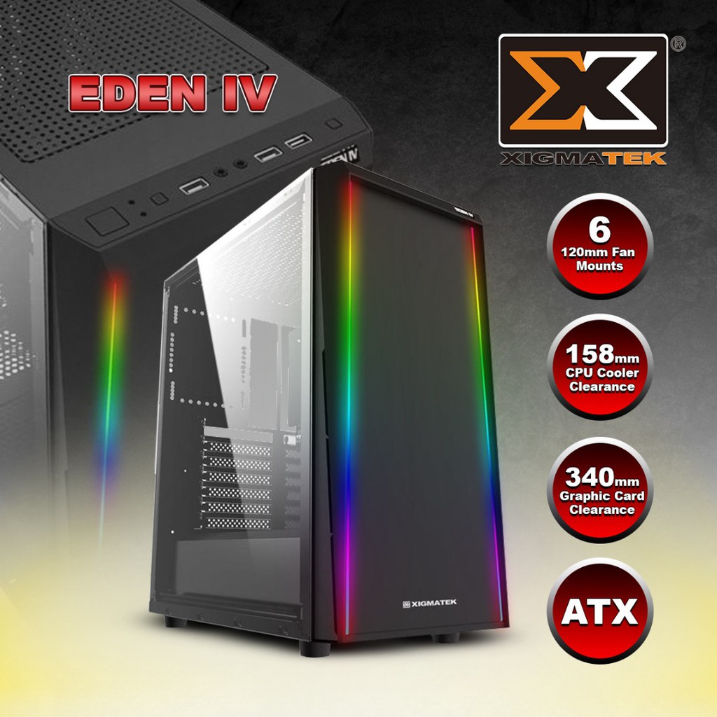 XIGMATEK Eden IV RGB ATX tempered glass gaming casing | Shopee Malaysia