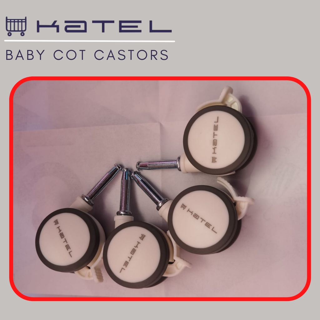 KATEL Baby Cot Castors/ Wheels (Anti-Slip wheels with lock, 360° swivel ...