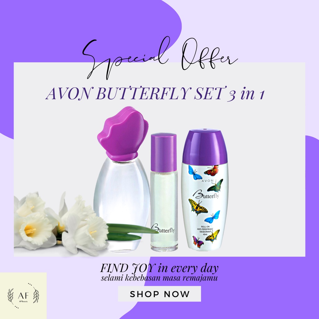 (A.F) Avon Butterfly Eau de Cologne EDC (Perfume 30ml/Perfume Purse 9ml ...