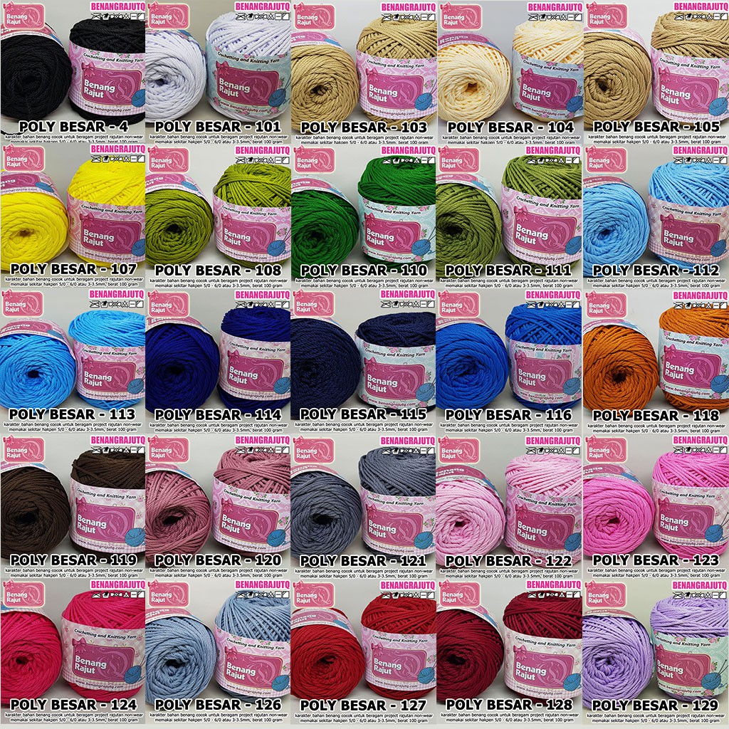 POLY KNITTING YARN BIG PLY D30 / THICKNESS 2 mm - D30 PLAIN SHOP Q ...