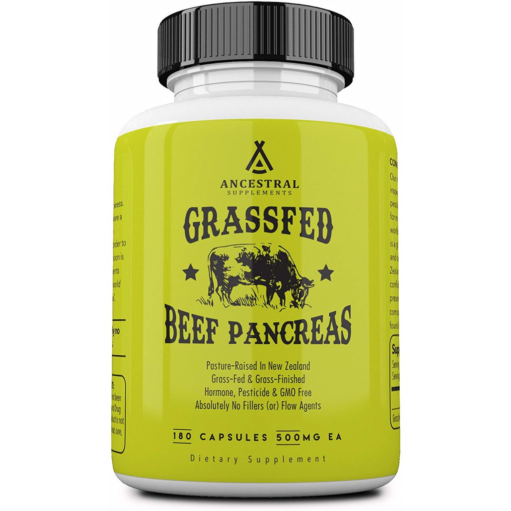 Ancestral Supplements Grass Fed Beef Pancreas 180 Capsules Supplement ...