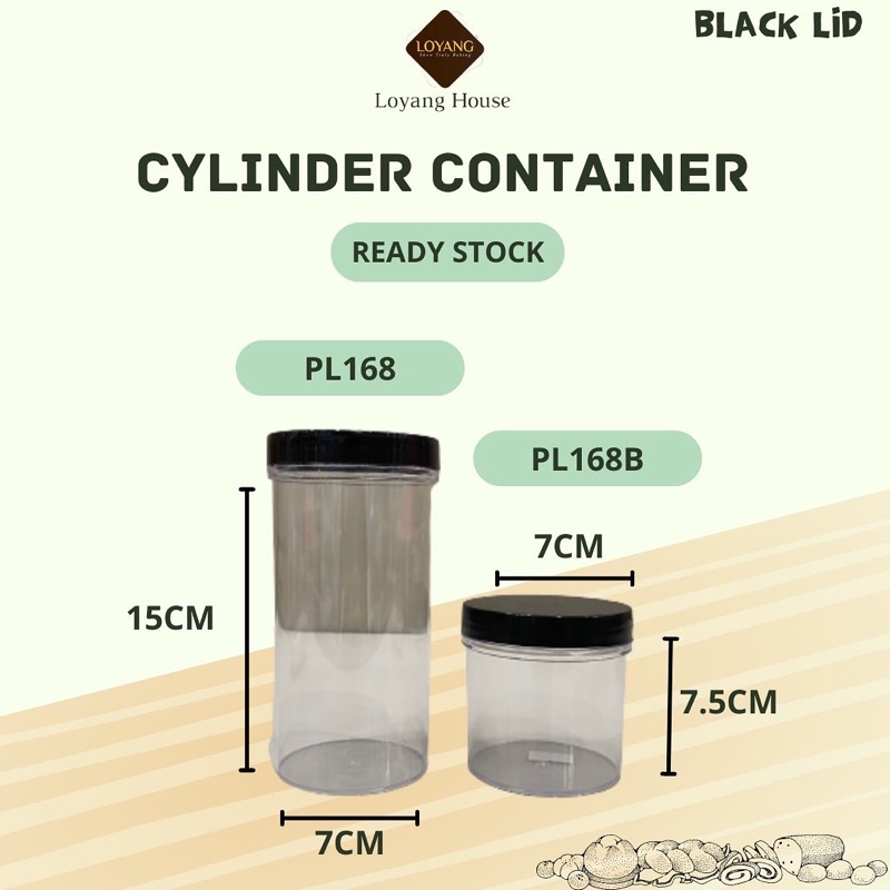 PL168 / PL168B BLACK LID CYLINDER CONTAINER / BALANG CYLINDER | Shopee ...