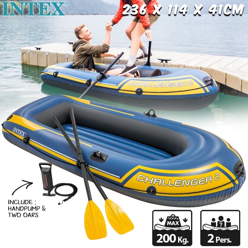 Intex 68367 Challenger 2 Inflatable Boat Fishing Boat Set For 2 Persons ...