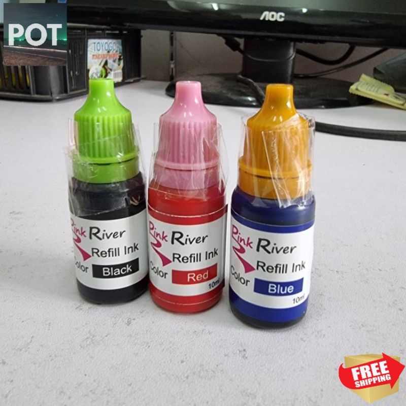 School Office Stamp Chop Warna Hitam Biru MeraRefill Ink for Kilang ...