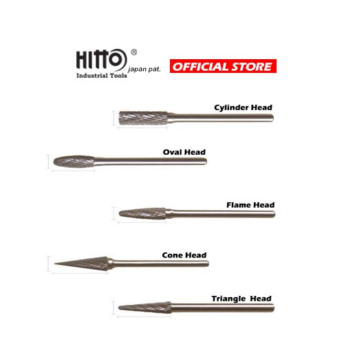[ HITTO ] 3mm Shanks Tungsten Carbide Rotary Burr Mata Porting Mata ...