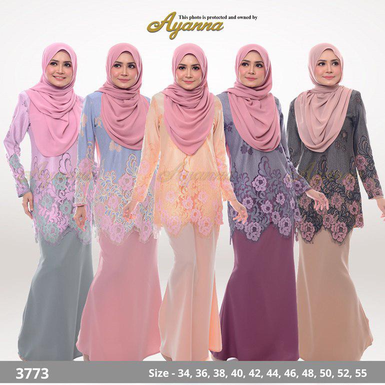 3773 Ayanna Amna Baju Kurung Moden Dewasa . Baju Raya 2019 . Plus Size ...