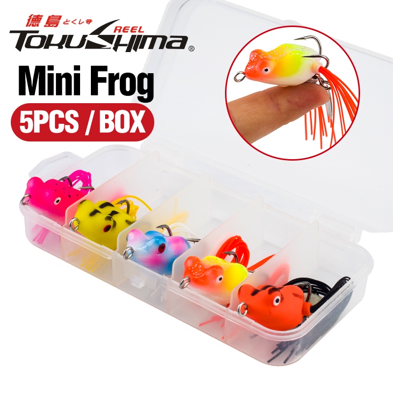 Boxed 5Pcs 3cm/4.2g Mini Soft Frog Soft Plastic Frog Top Water 3D Eyes ...