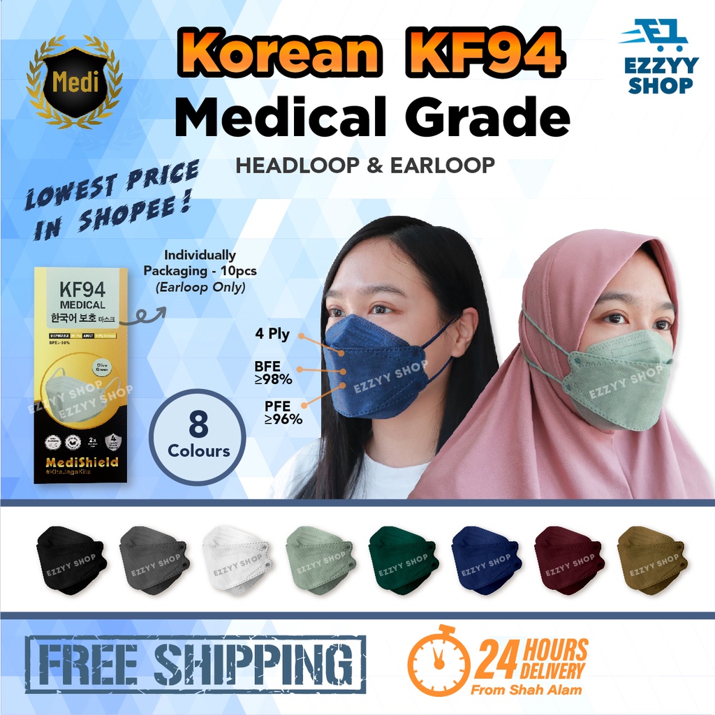 Medical Mask KF94 20pcs【24hrs Ship】Medishield K94 Mask Face Mask 4 Ply ...