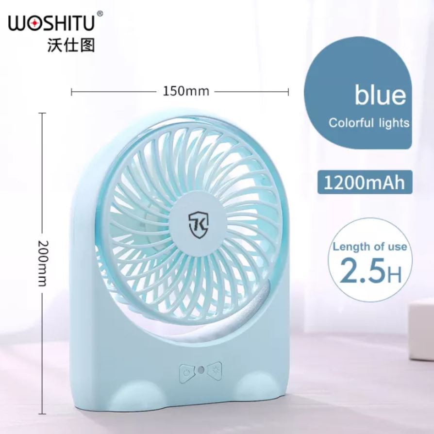 Rechargeable Desktop Mini Fan (Light Blue Color) | Shopee Malaysia