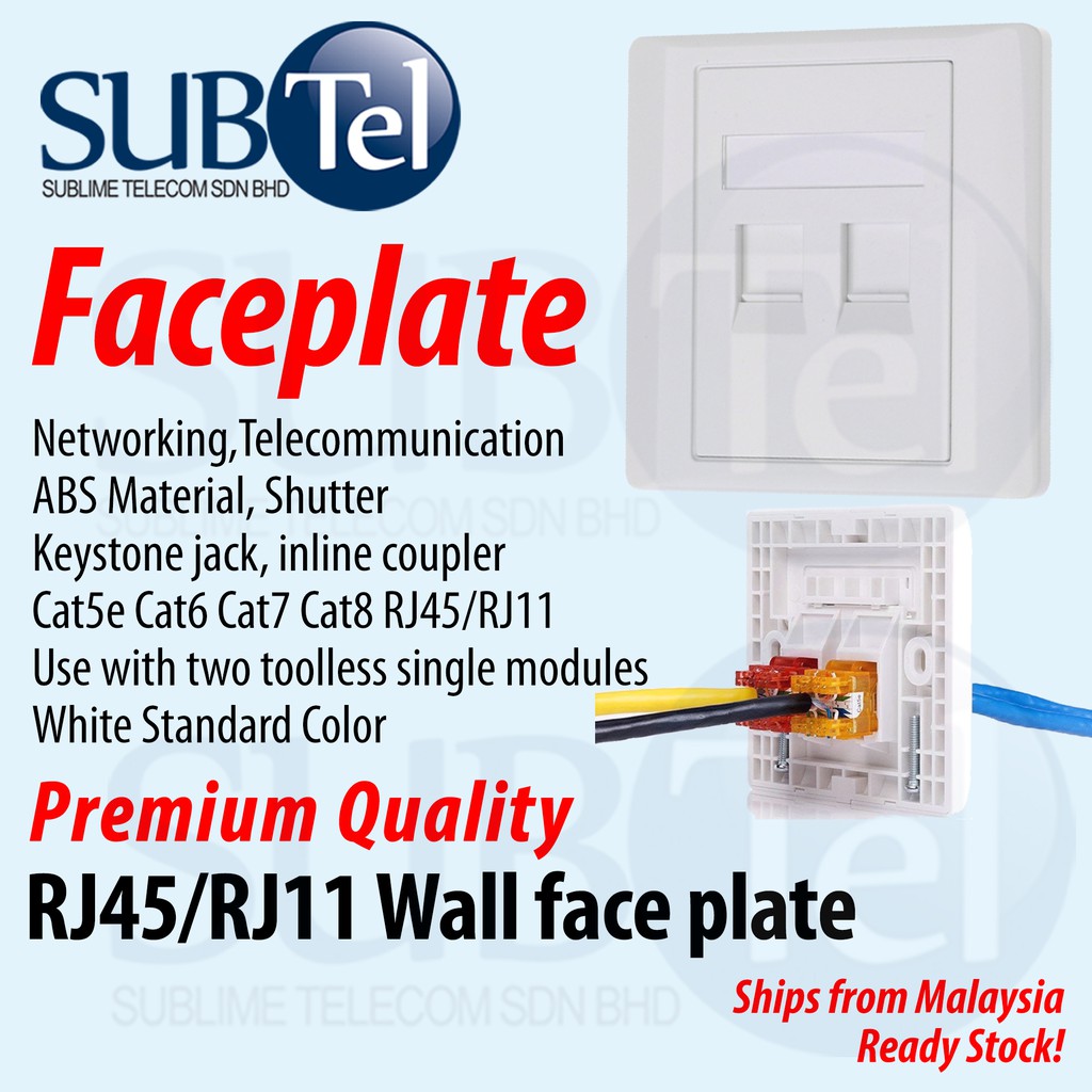 Wall Faceplate 1 Port 2 Ports 4 Ports Keystone Jack RJ45 RJ11 Toolless ...