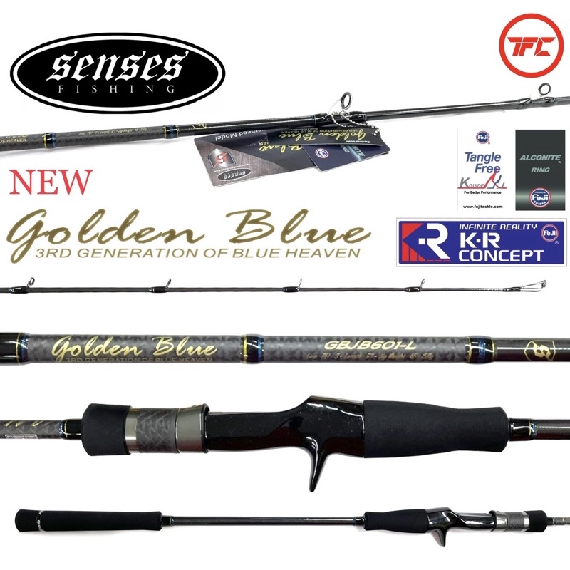 SENSES Golden Blue 3RD Generation Light Baitcast Spinning Overhead BC ...