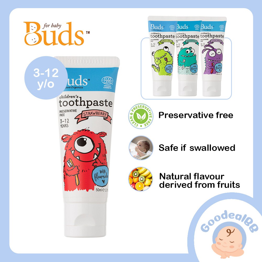 Buds - Children Toothpaste / Kids Toothpaste with Fluoride (3-12 years ...