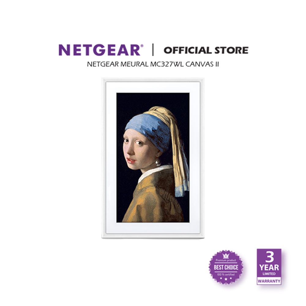 NETGEAR Meural Canvas II 27inch White Leonora the Smart Art Frame with ...