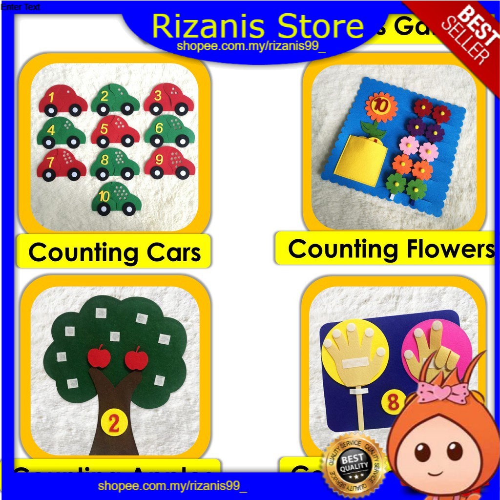 Counting Number Felt Preschool Toddler Learning Mathematics Nombor Kira ...