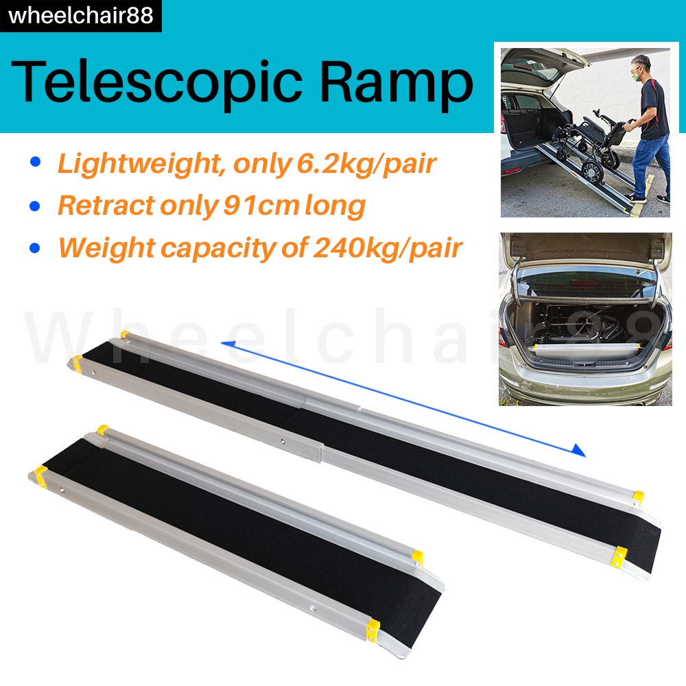 Telescopic Ramp - Weighs only 6.2kg/pair, Anti Slip Surface, 1 Pair ...