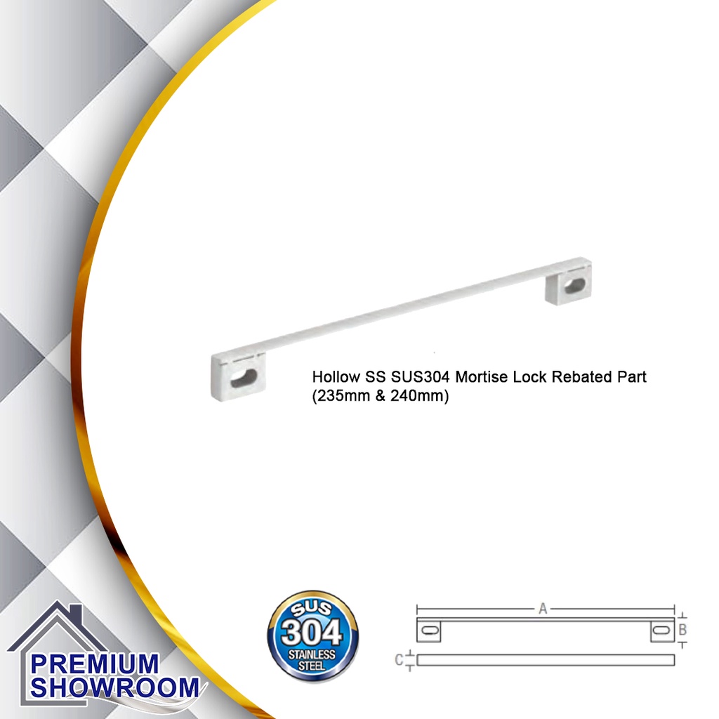 hollow SS SUS304 Mortise Lock Rebated Part (235mm & 240mm) | Shopee ...