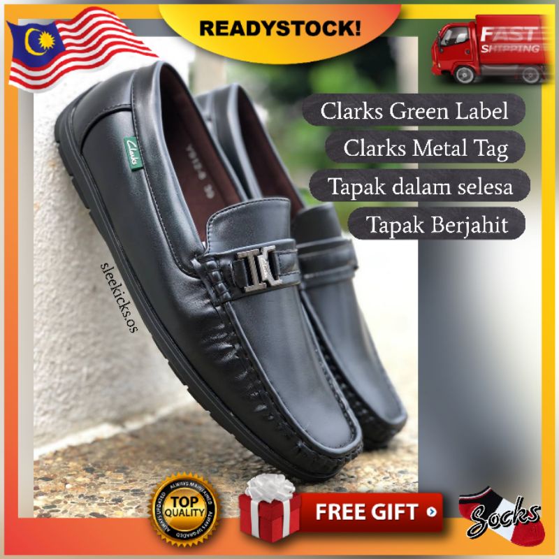 CLARKS METAL TAG LOAFER BLACK KASUT RAYA LELAKI MENS LEATHER HITAM ...