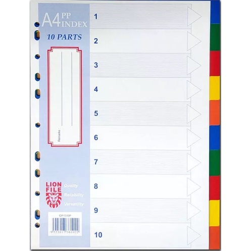 File A4 Index Divider Filing Separator Paper and Plastic 10 Colors / 5 ...