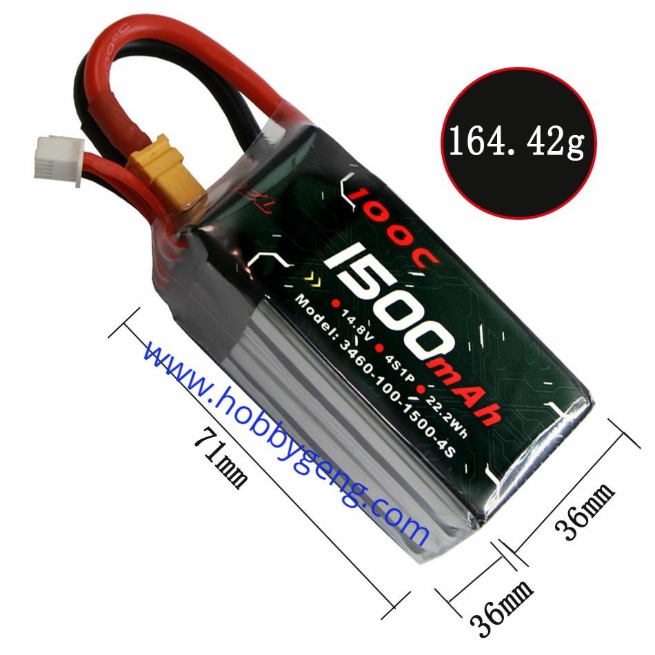 Alienmodel 4s 1500mAh 100C XT60 Lipo Battery For RC Drone Racing ...