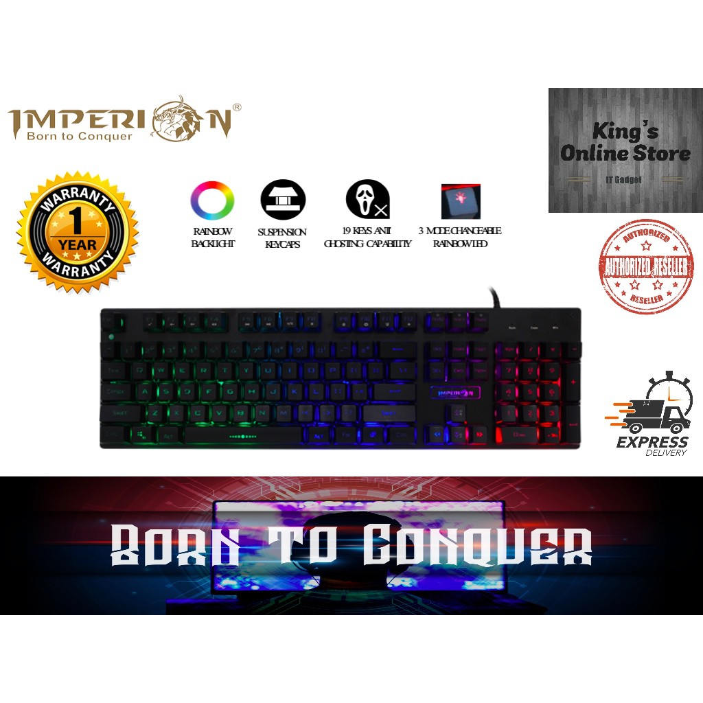 IMPERION SLEDGEHAMMER 10 RAINBOW BACKLIGHT GAMING KEYBOARD | Shopee ...