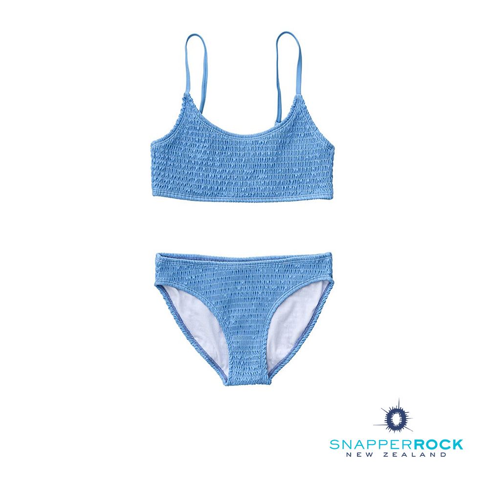 Snapper Rock Powder Blue Sustainable Stripe Shirred Bikini G15115- Blue ...