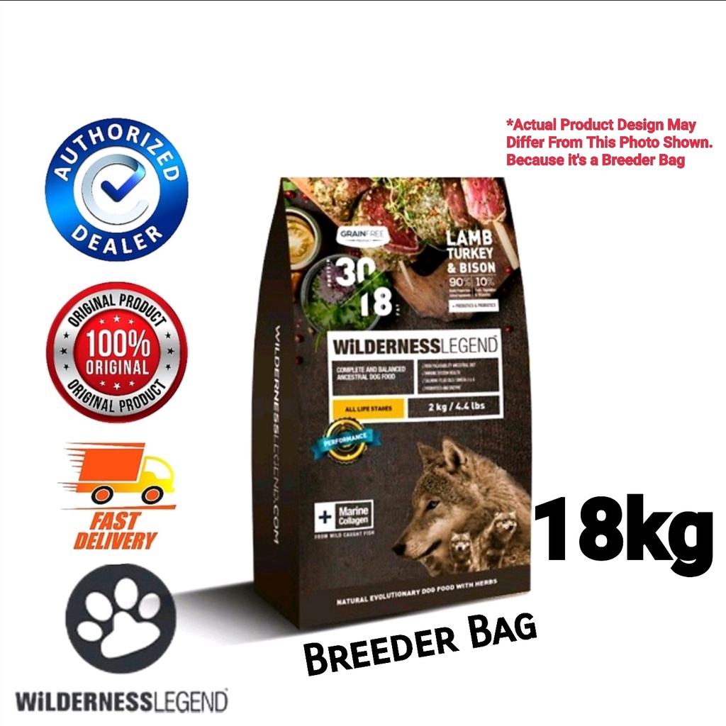 Wilderness Legend Lamb, Turkey & Bison 30/18 Dog Food (18KG ...