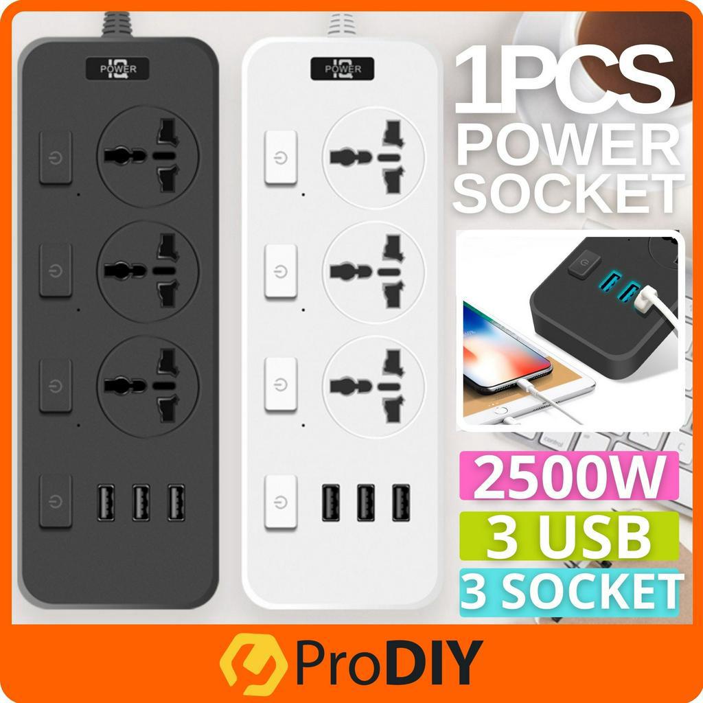 TB-T14 3 Socket 3 USB Power Socket Extension 2 Meter Wall Extension ...
