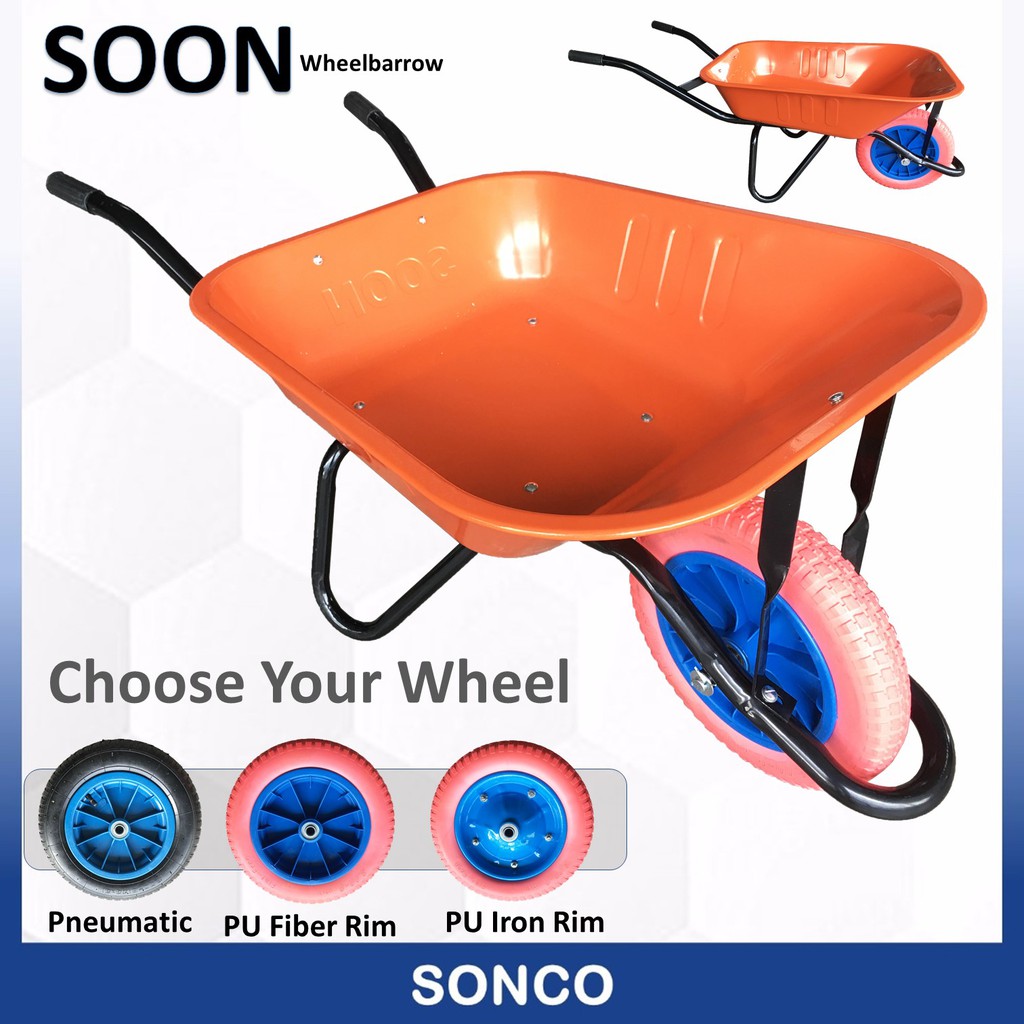 SOON Wheelbarrow (Shallow Type) 500# Cart With Wheel PU /Pneumatic ...