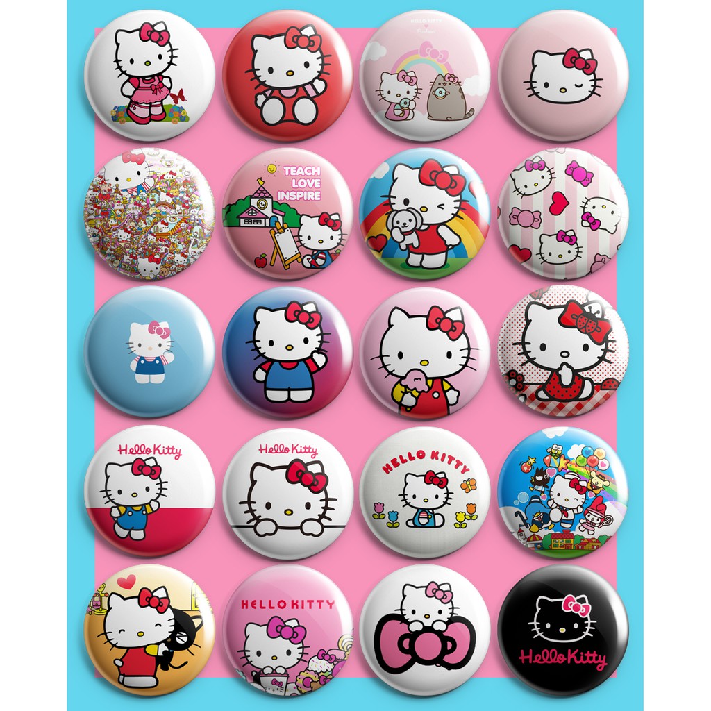 Button Badge Hello Kitty Size 44mm (No Minimum Order) | Shopee Malaysia