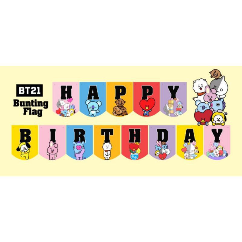 [READY] Bt21 BANNER | Flag BANNER BIRTHDAY PARTY BIRTHDAY Decoration ...