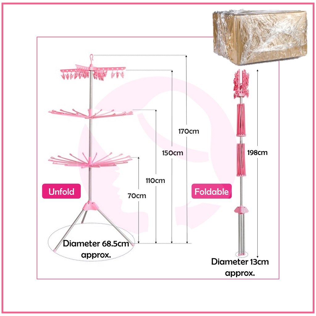 Ship in 1 DAY! Foldable 3 Layer Tier Cloth Stainless Steel Baby Hanger ...