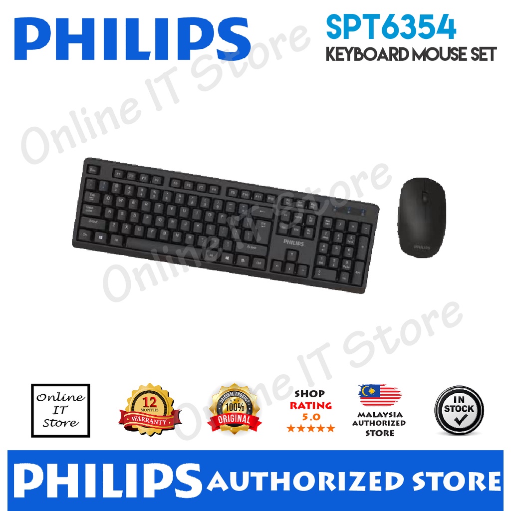 Philips C354 / C103 SPT6354 / SPT6103 Wireless Keyboard Mouse Combo Set ...