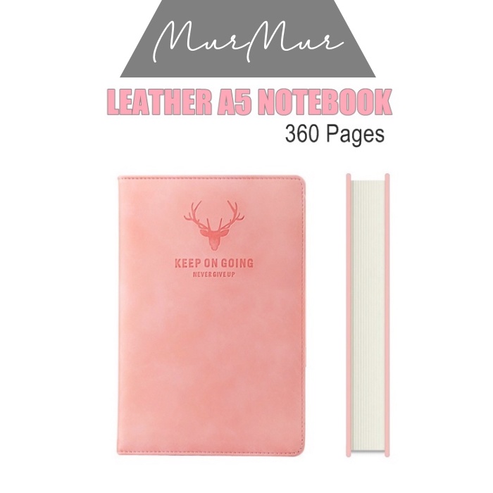 [MurMur] Leather A5 Notebook Journal for Students Office Daily Work ...