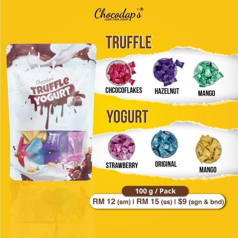 READY STOK CHOCOLATE PREMIUM COKLAT VIRAL CHOCODAP'S TRUFFLE & YOGURT ...