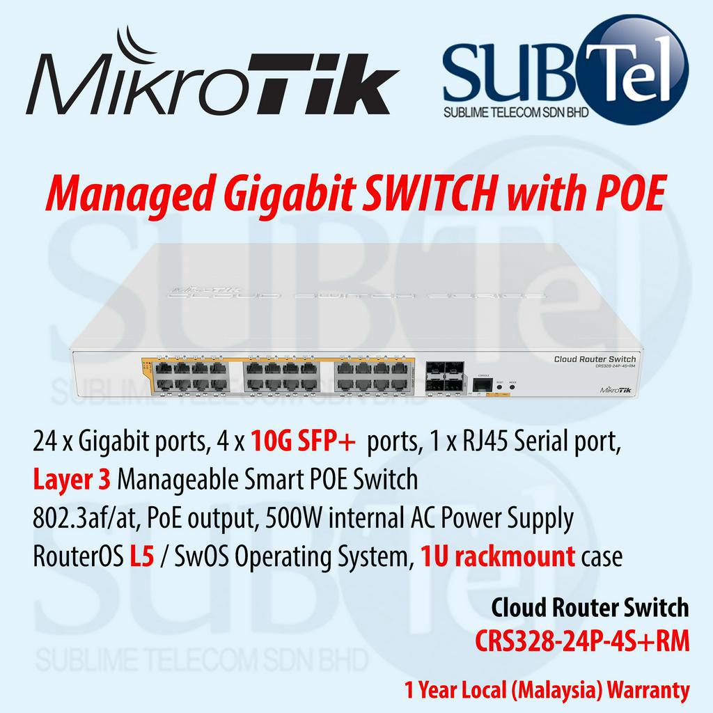 Mikrotik CRS328-24P-4S+RM 28-port L3 Gigabit Managed Smart POE Switch ...