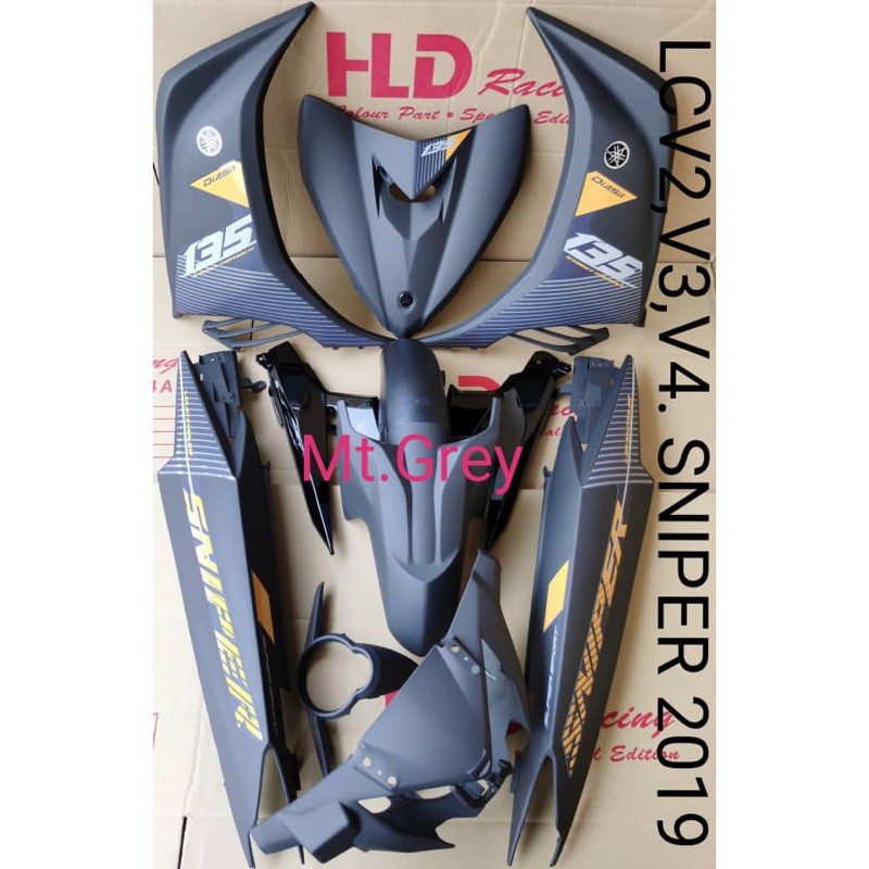 YAMAHA LC135 V2 V3 V4 SNIPER MATT GREY RCY1 YELLOW 2019 HLD COVER SET ...