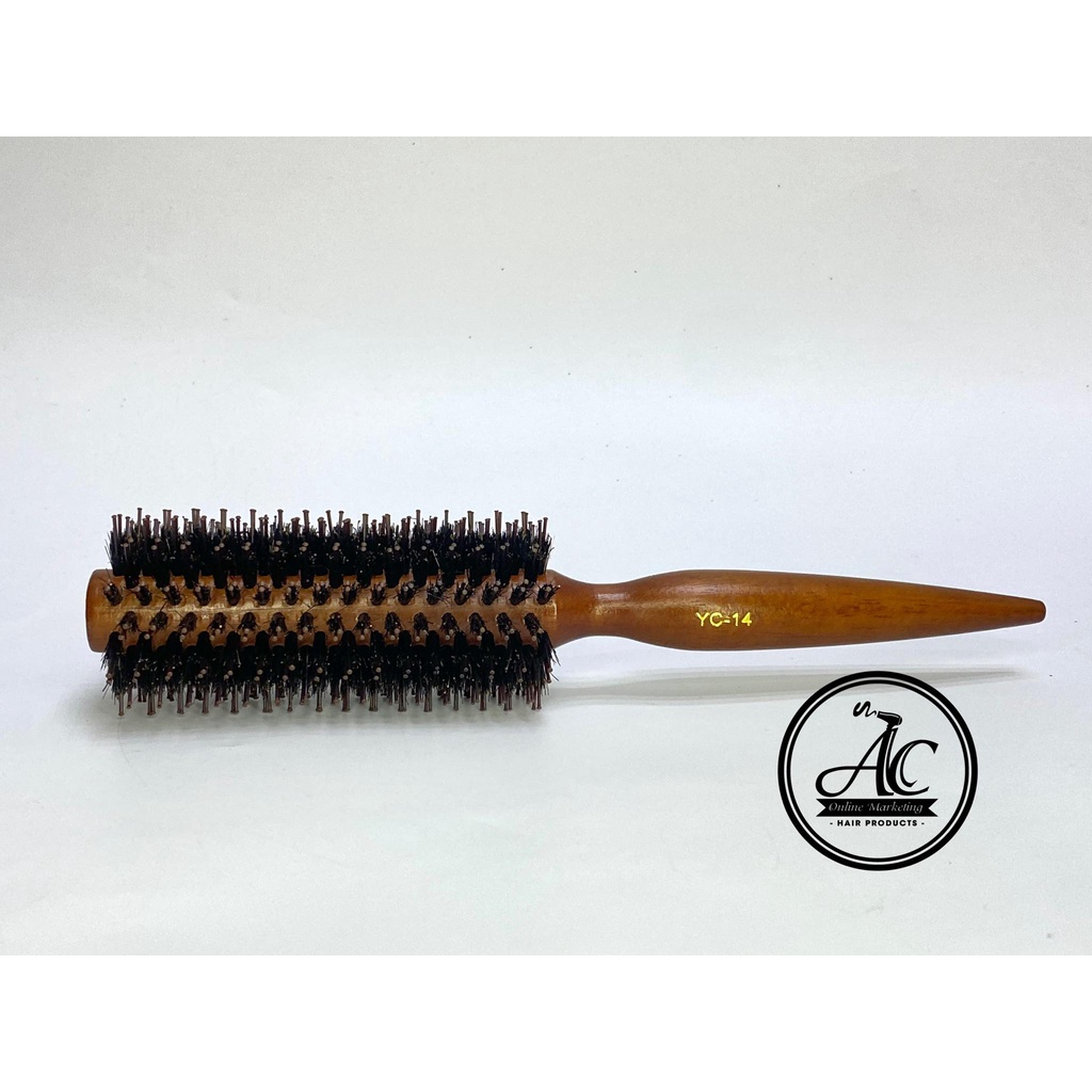 Wooden Rolling Comb Hair Brush Hair Comb Anti-Static Round Comb Blower ...