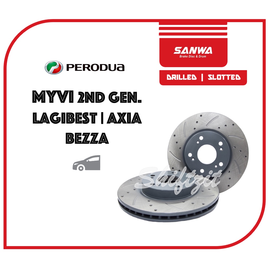 Sanwa Drilled Slotted Front Brake Disc - Perodua Myvi 2nd Gen ...