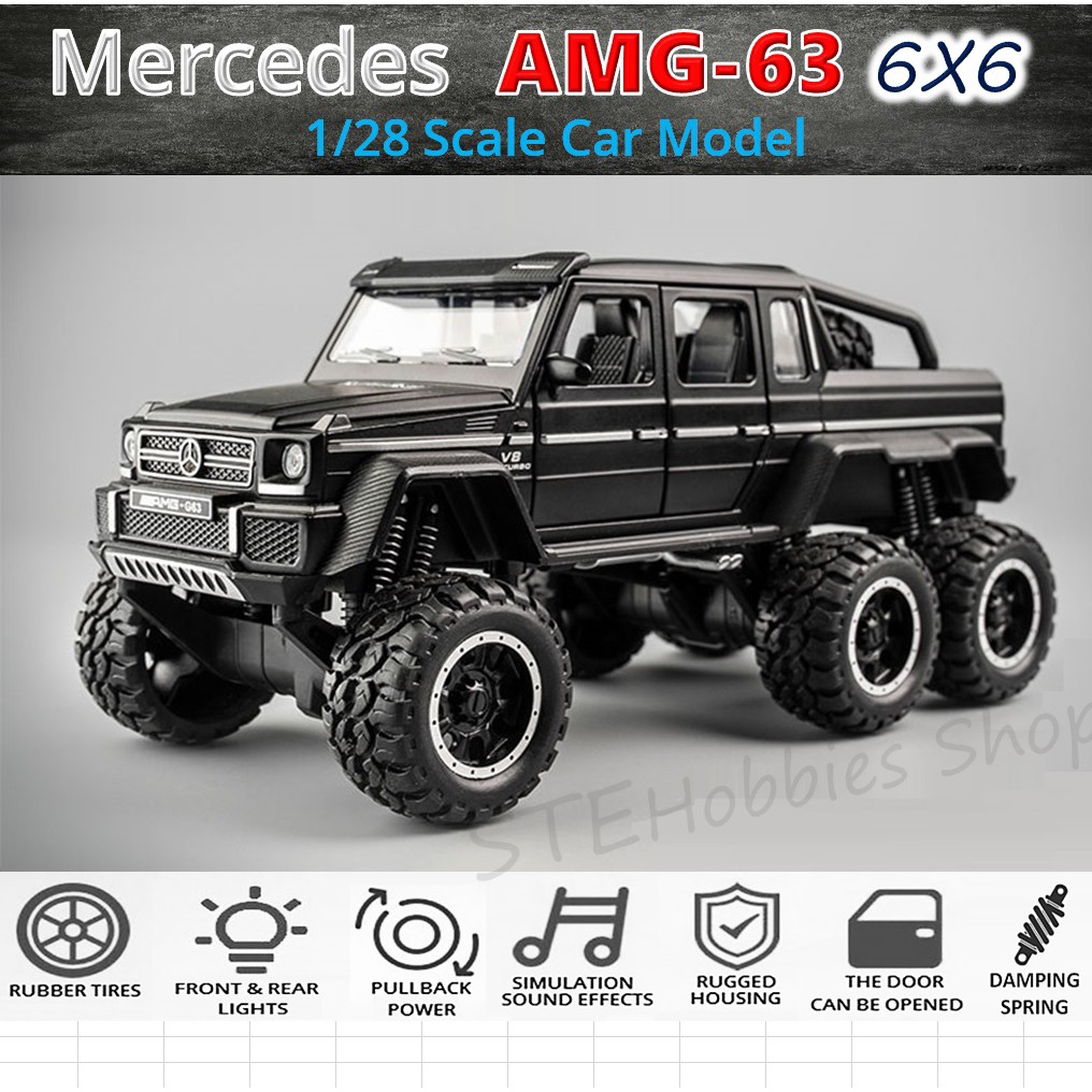 STE8 6-Wheel Mercedes AMG G63 6x6 1:28 Scale Metal Car Model Die-cast ...