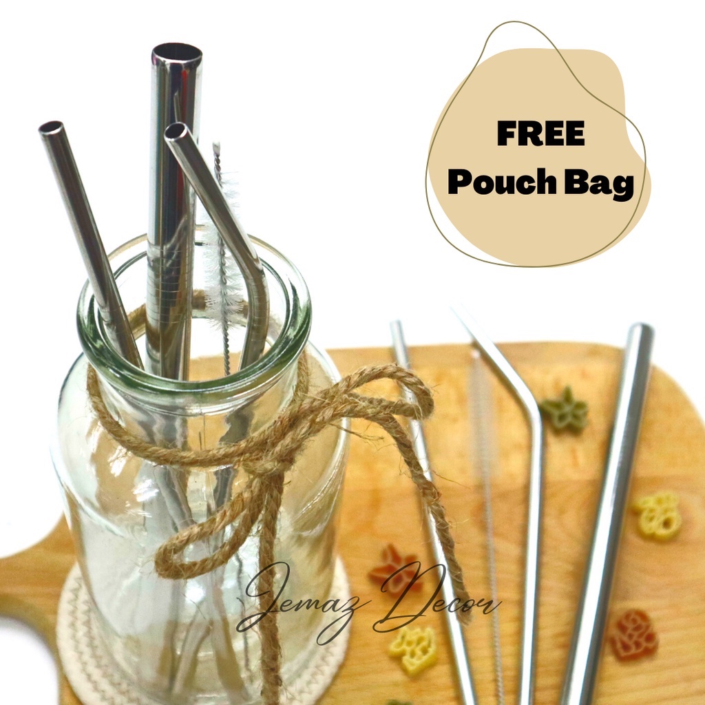 READY STOCK - 4 IN 1 STRAW SET/SET STRAW BESI/SET STRAW TRAVEL/FREE ...
