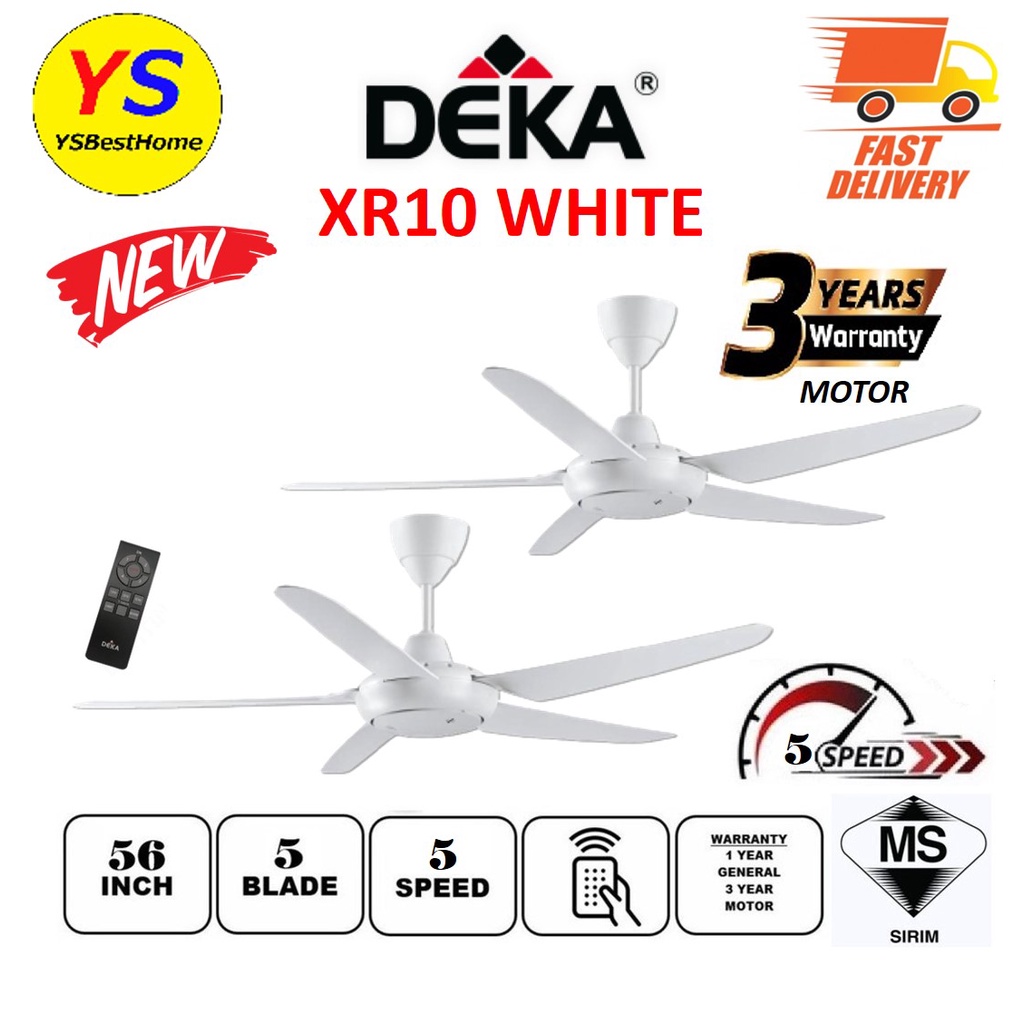 DEKA DX56(NEW) / XR5 / XR10 4 SPEED 5-Blade Ceiling Fan 56'' With ...