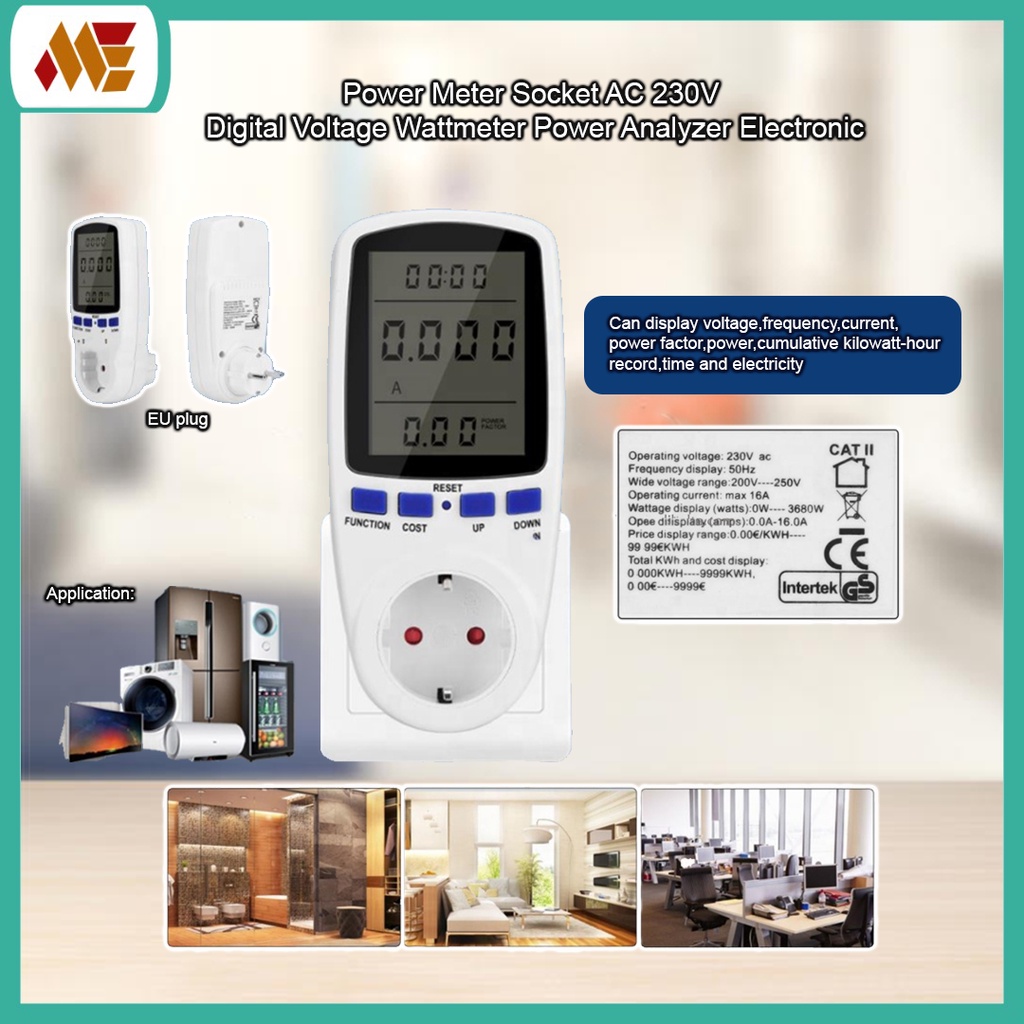 AC 230V Digital Voltage Wattmeter Power Analyzer Electronic/Power Meter ...