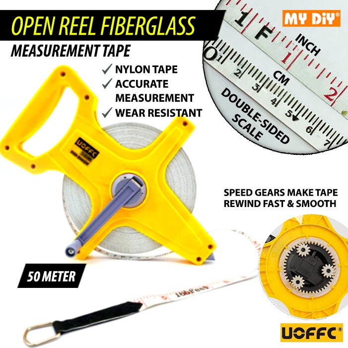 MYDIYHOMEDEPOT - UOFFC 50M 100M Fiberglass Measuring Tape Tali Ukur ...