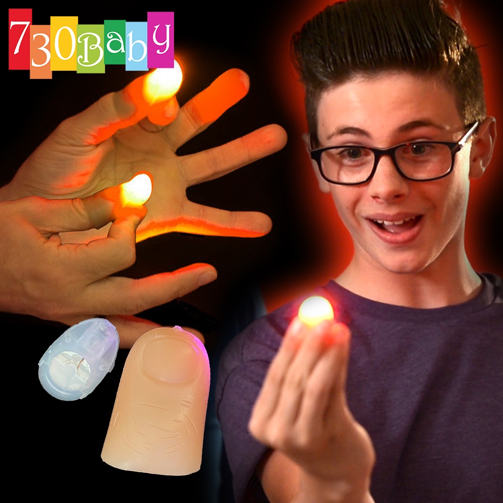 730Baby Magic Show Magic Finger Light LED Fake Thumbs Finger Lamp Prank ...