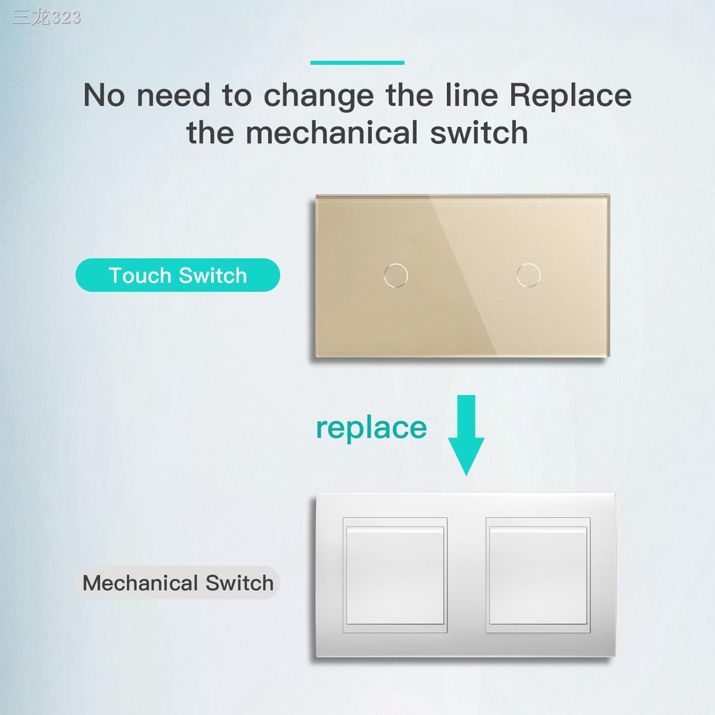 ♧Bseed 2 Gang 2 Way 1 Way Touch Switch Light Switch Wall Power Sensor ...