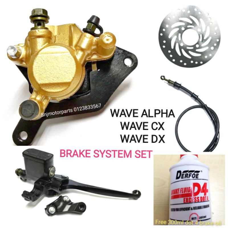 WAVE ALPHA WAVECX WAVE DX FRONT BRAKE SYSTEM SET CALIPER SET FREE 300ML ...
