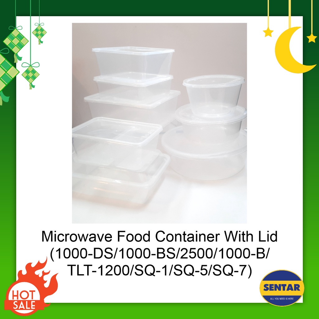 [100% Original] Microwave Food Container With Lid (1000-DS/1000-BS/2500 ...