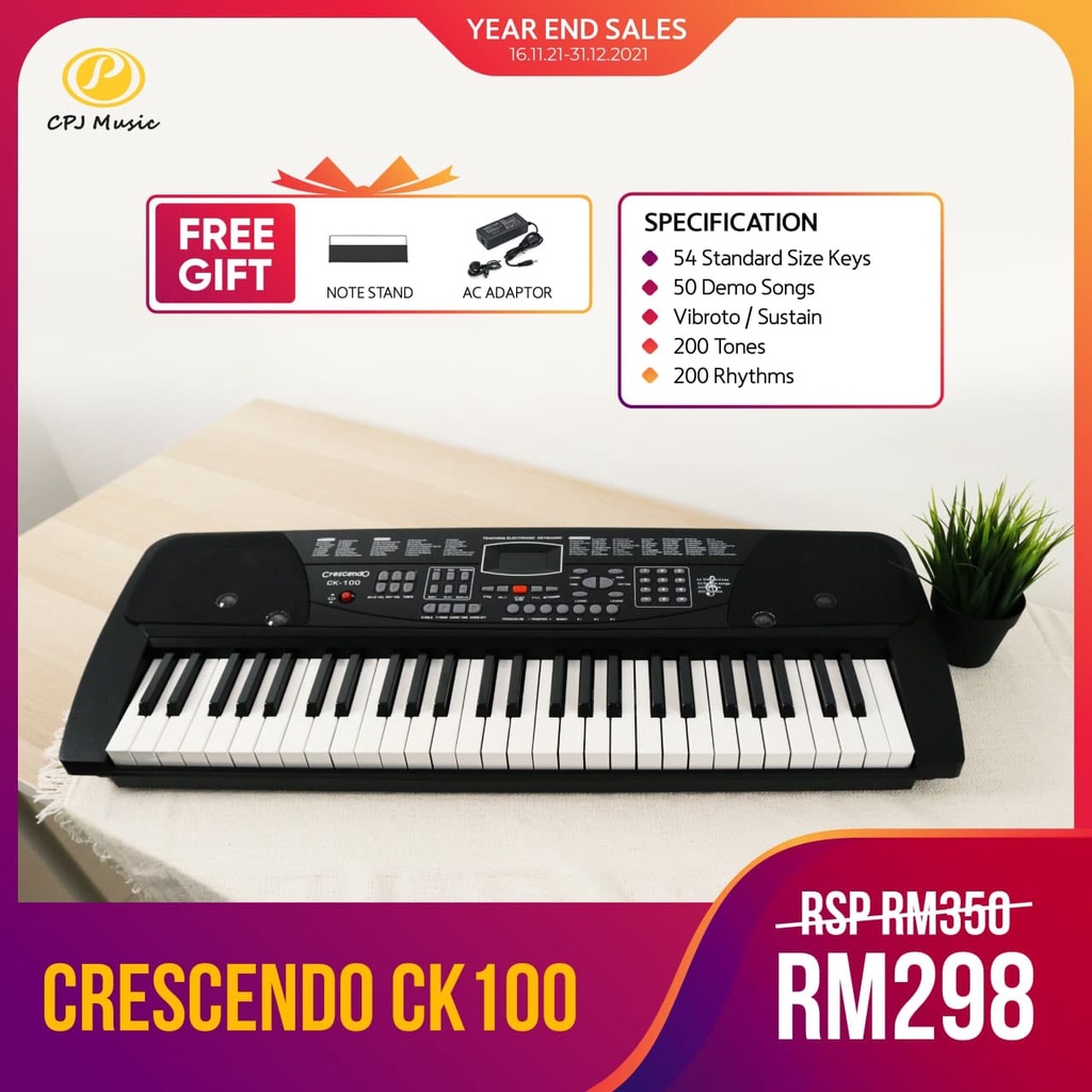Crescendo CK-100 54 Keys Multifunction Electronic Portable Keyboard ...